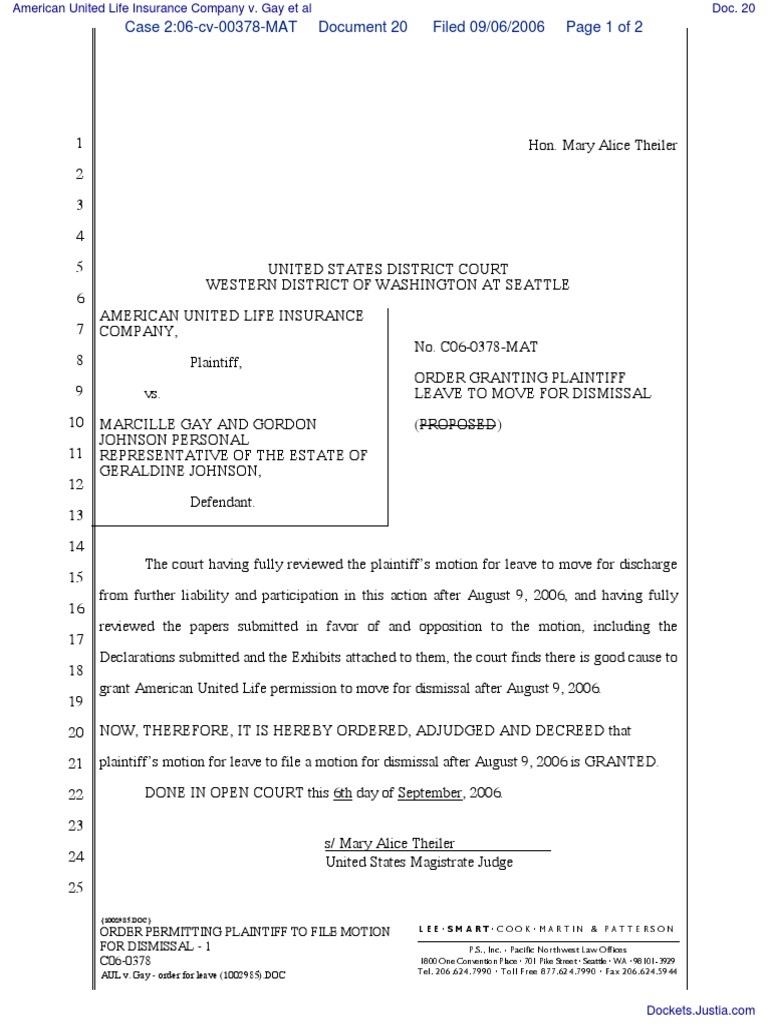 American United Life Insurance Company v. Gay Et Al - Document No. 20 ...