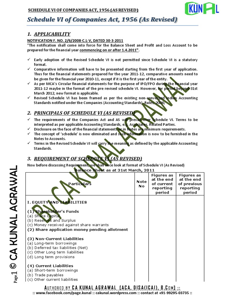 Revised Schedule Vi | PDF | Expense | Equity (Finance)