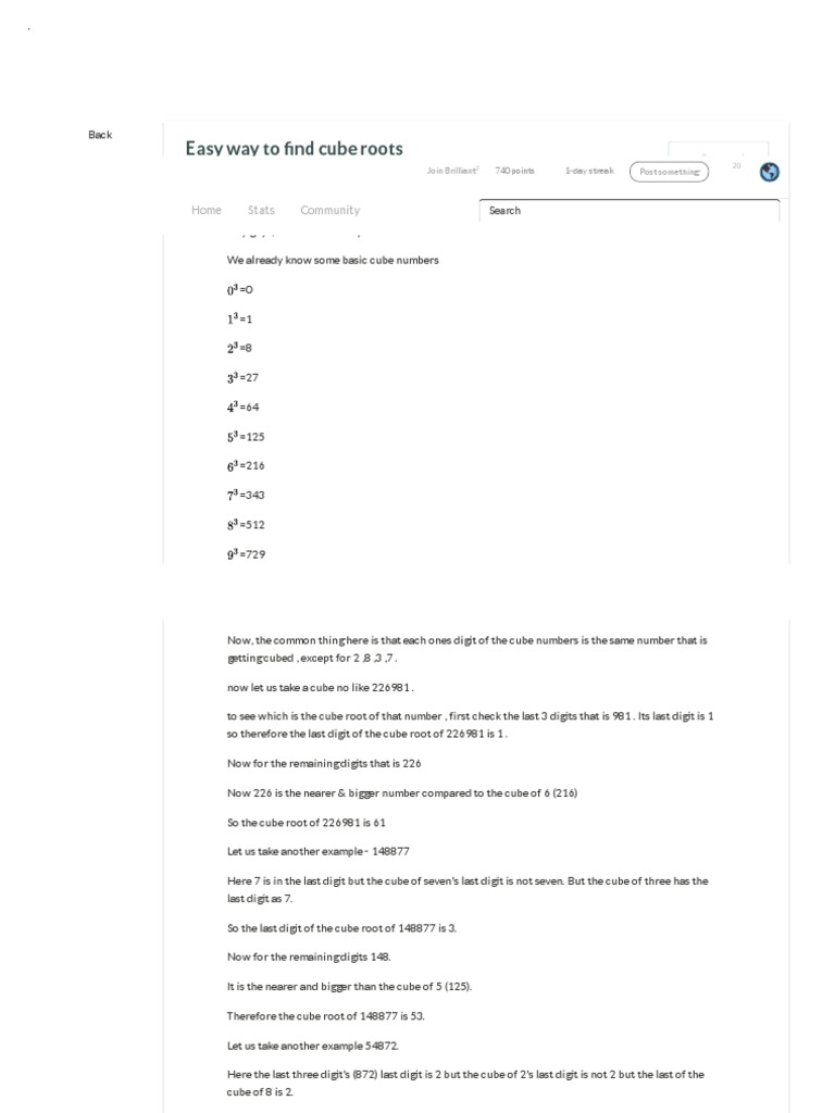 Easy Way To Find Cube Roots | PDF | Teaching Mathematics | Science
