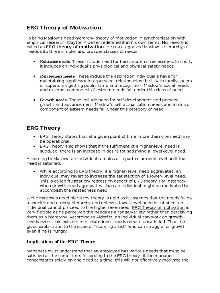 ERG Theory | PDF | Motivation | Motivational