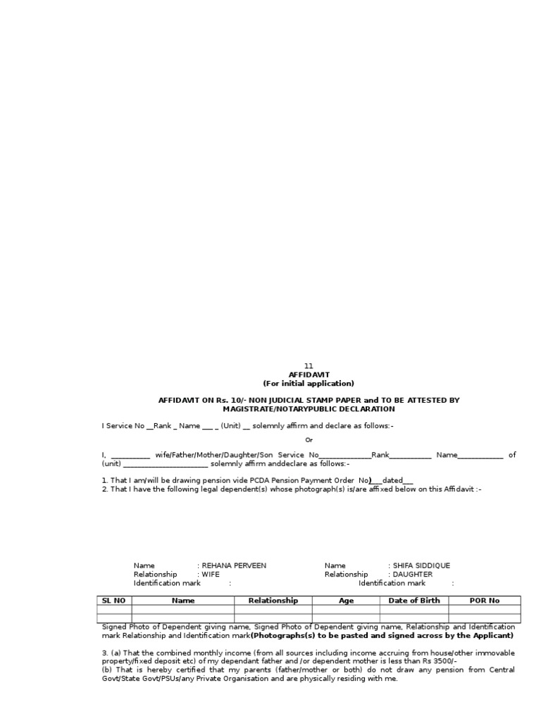 Affidavit (For Initial Application) Affidavit On Rs. 10/-Non Judicial ...