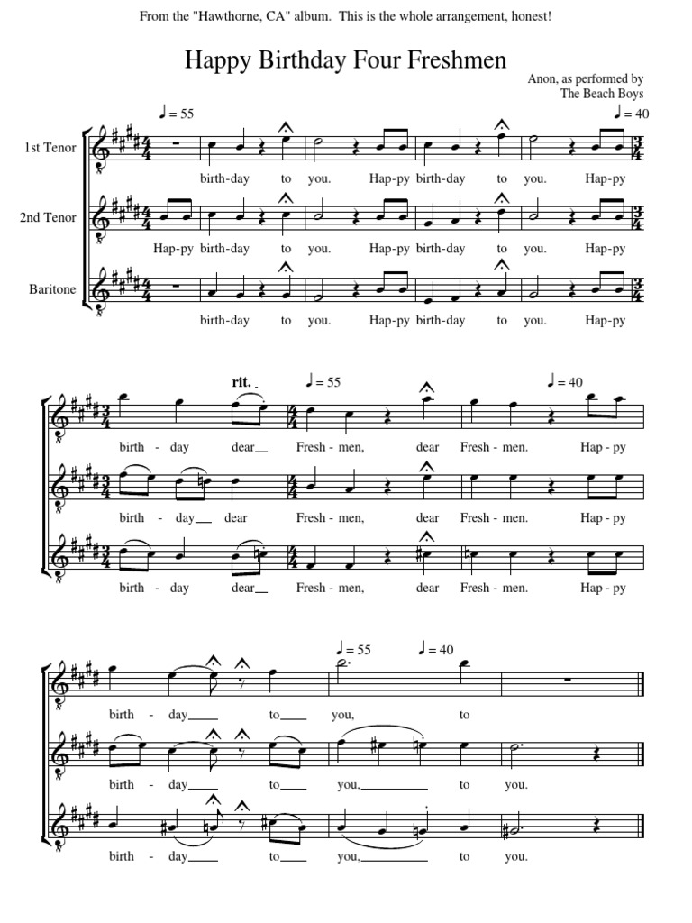 Happy Birthday Four Freshmen (Separate) | PDF