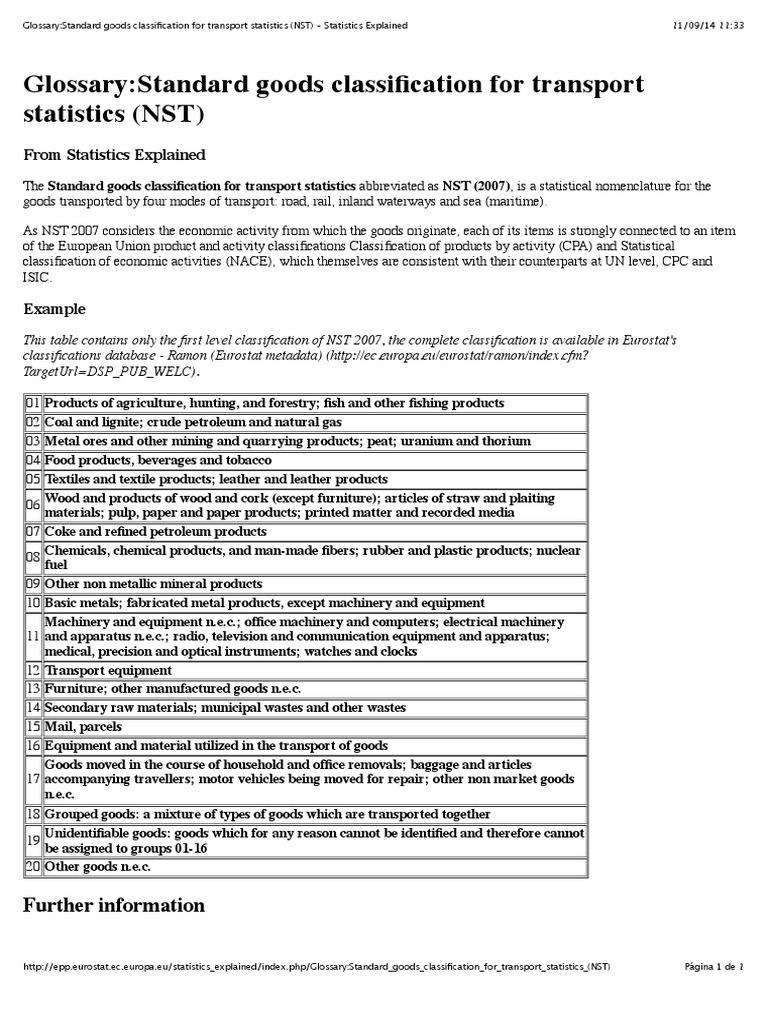 NST 2007: Goods Classification Guide | PDF | Transport | Industries