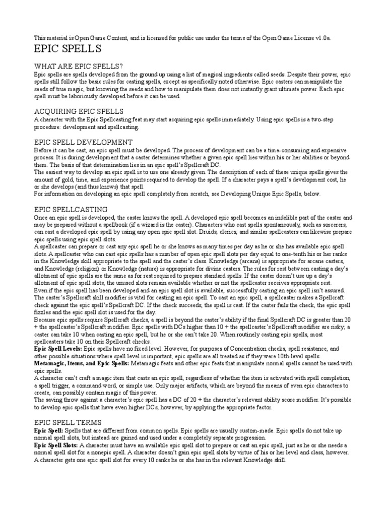 Epic Spells | PDF | Computers