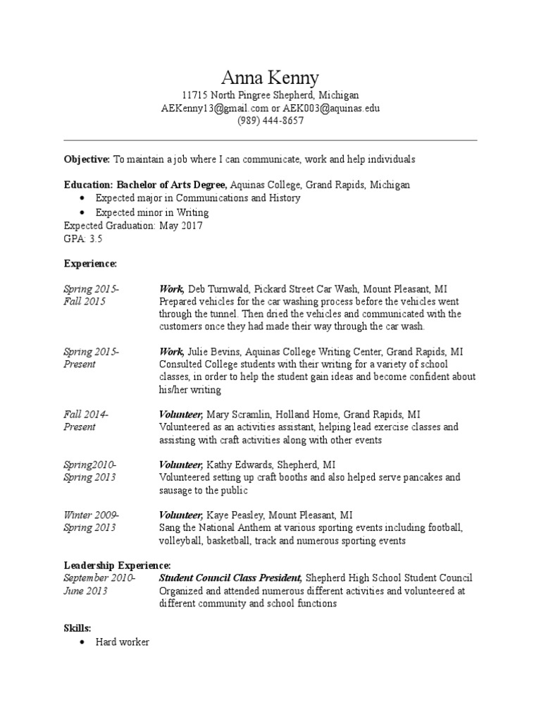 Anna Kenny's Resume and Experience | PDF
