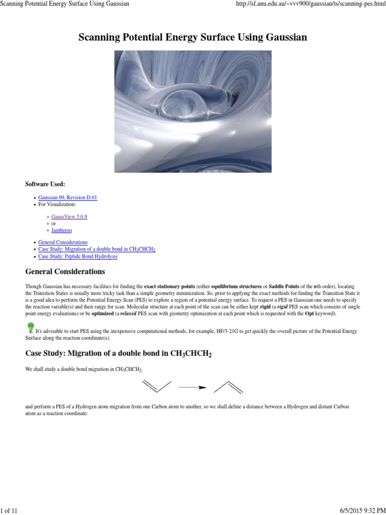 Gaussian PES Scanning Techniques | PDF | Hydrogen | Atomic