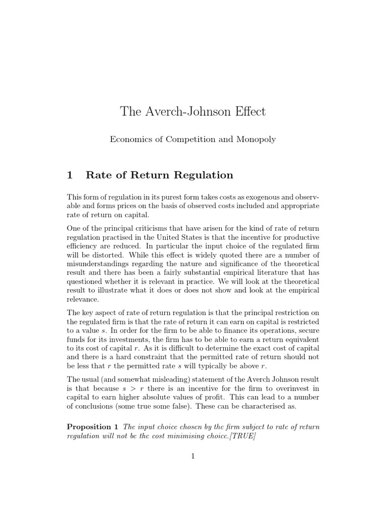 City University London. The Averch Johnson Effect | PDF | Monopoly ...