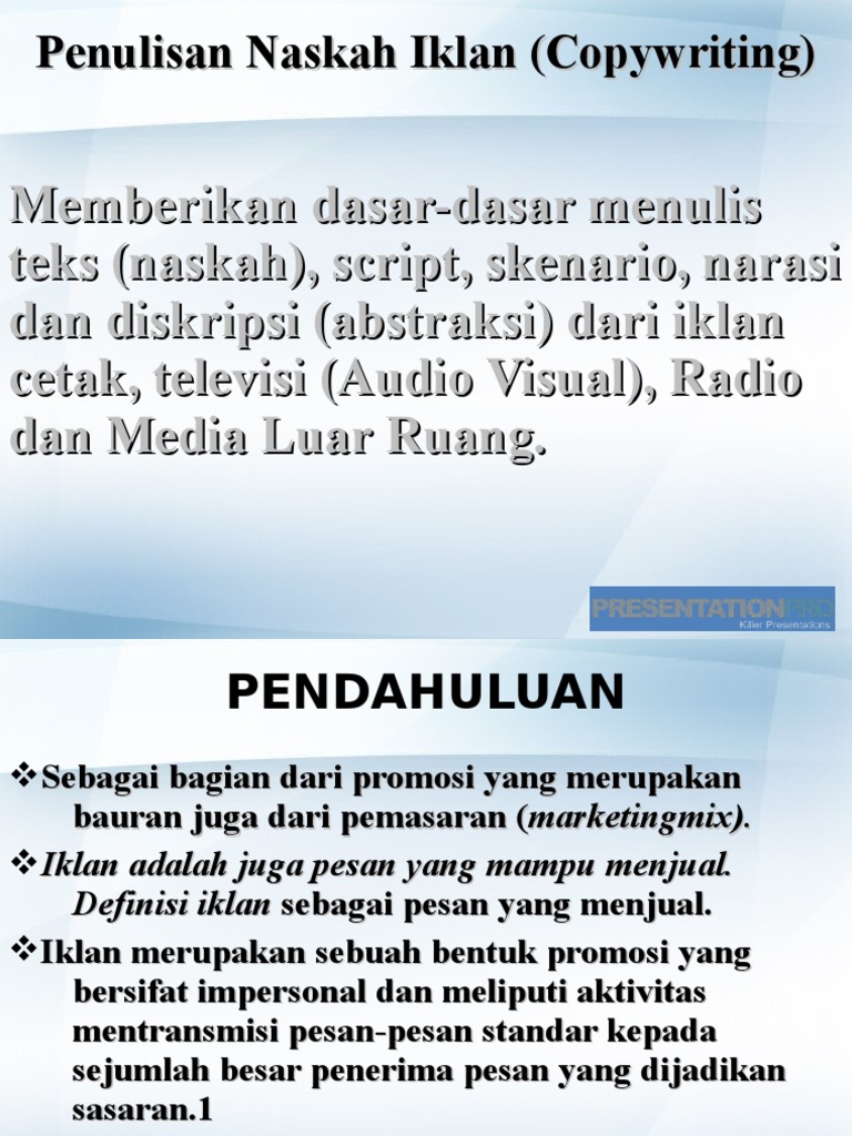 Penulisan Naskah Iklan Copywriting) | PDF