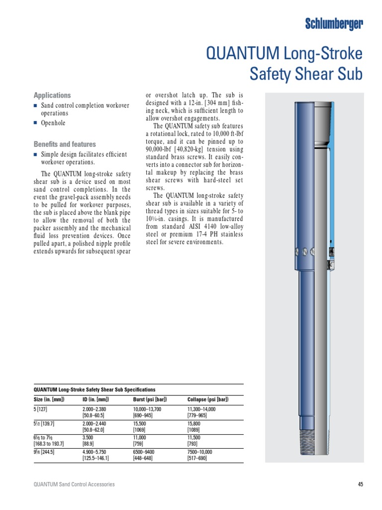 p45 Quantum Long Stroke Safety Shear Sub | PDF