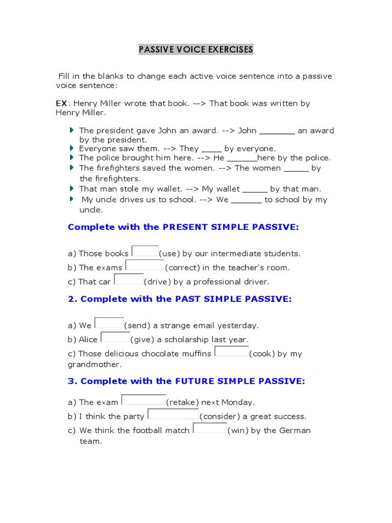 Passive Voice Exercises Ni1 | PDF | Grammar | Morphology