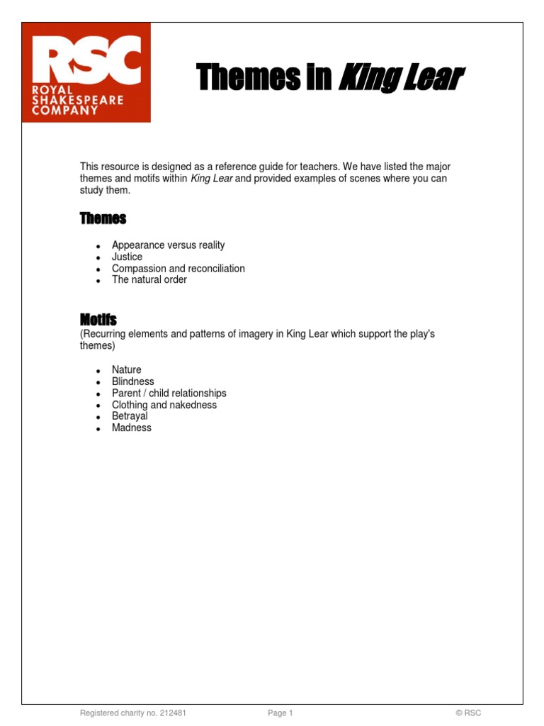 Themes In: King Lear Hamlet | PDF | King Lear