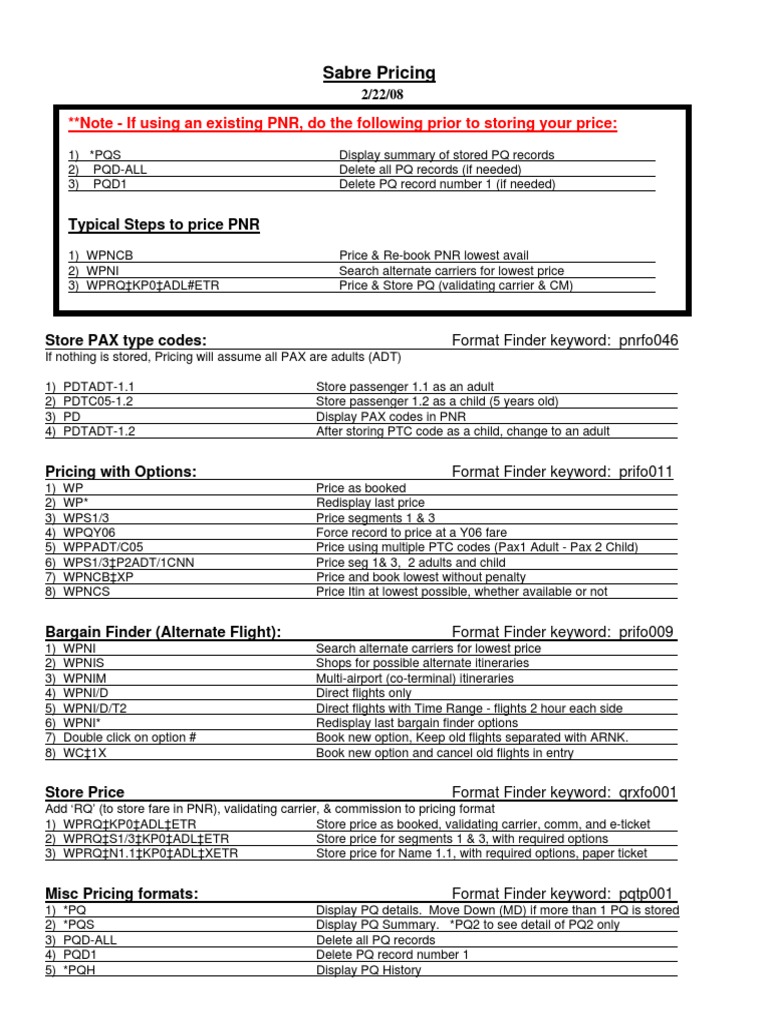 Note - If Using An Existing PNR, Do The Following Prior To Storing Your ...