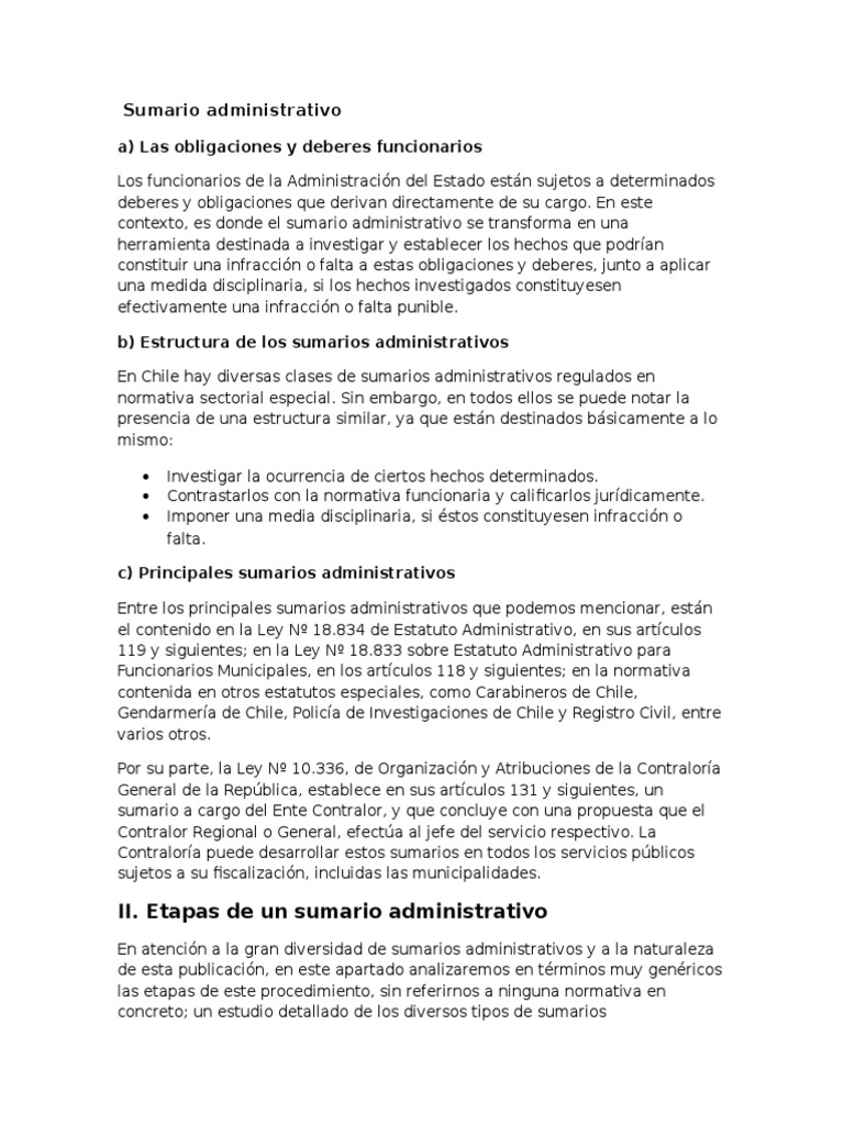 Sumario Administrativo | PDF | Fiscal | Chile