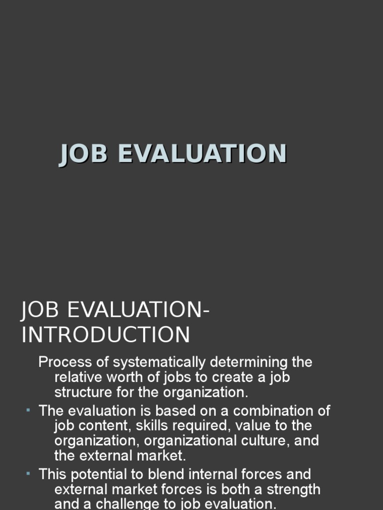 Job Evaluation | PDF | Evaluation | Behavioural Sciences
