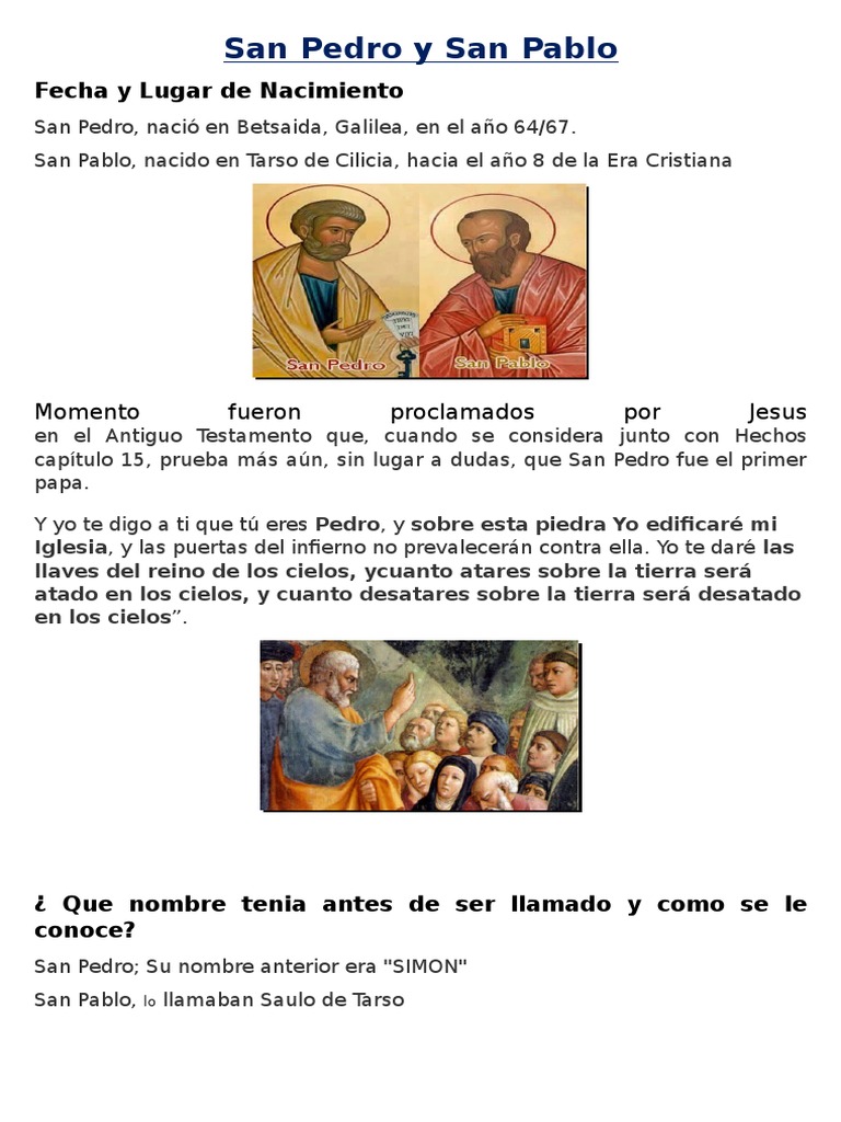 Biografía de San Pedro y San Pablo | PDF | San Pedro | Pablo el apóstol