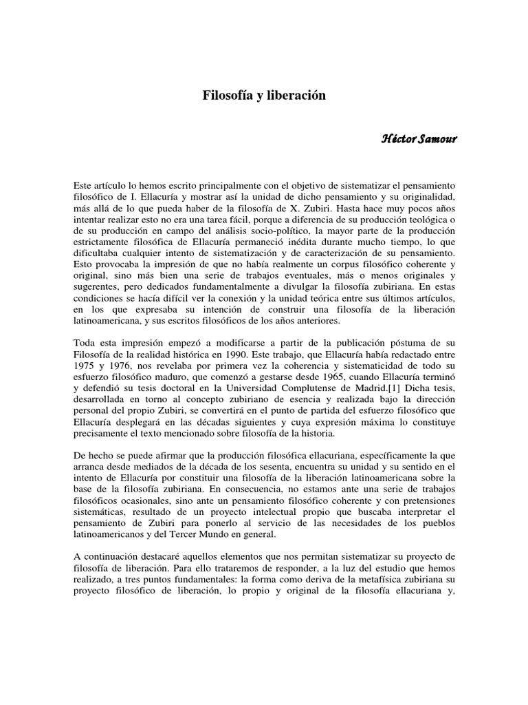 Filosofía y Liberación, Hector Samour | PDF | Realidad | Verdad