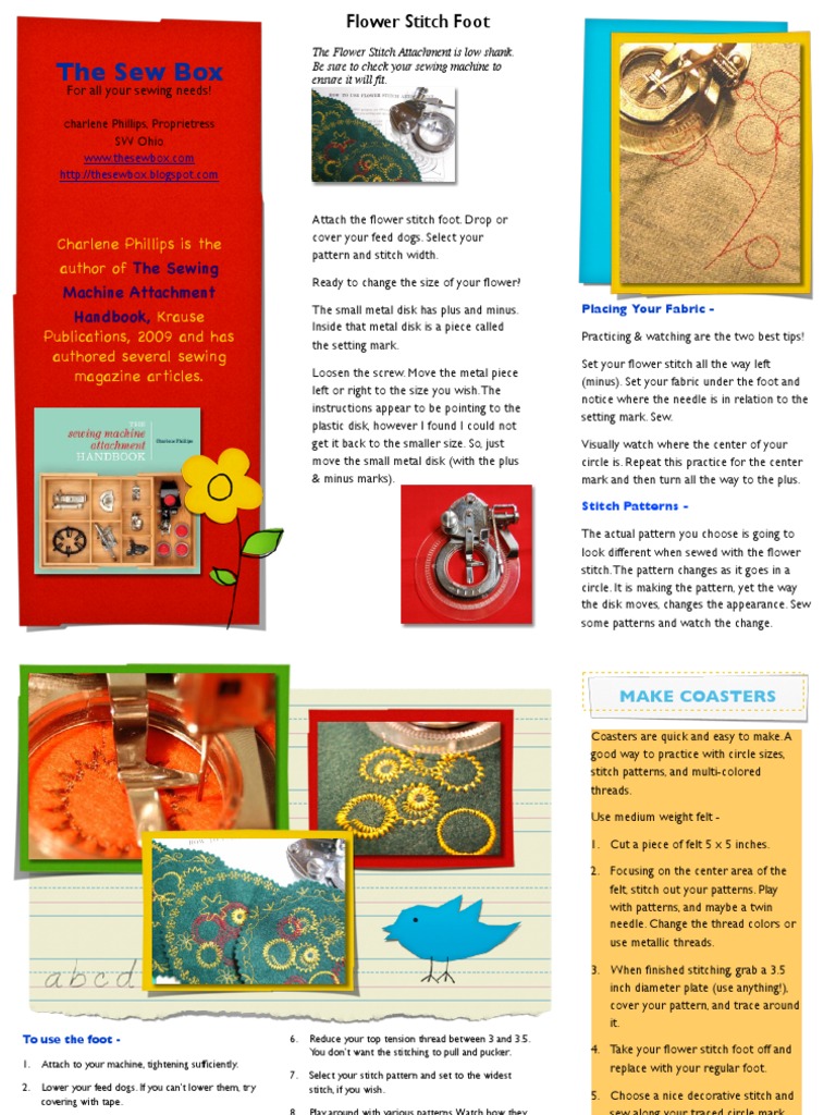 Using the Flower Stitch Foot | PDF | Sewing | Yarn