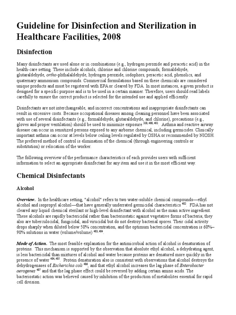 Guideline for Disinfection and Sterilization in Healthcare Facilities ...