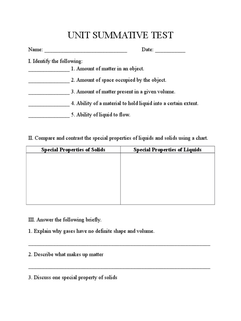Unit Summative Test | PDF