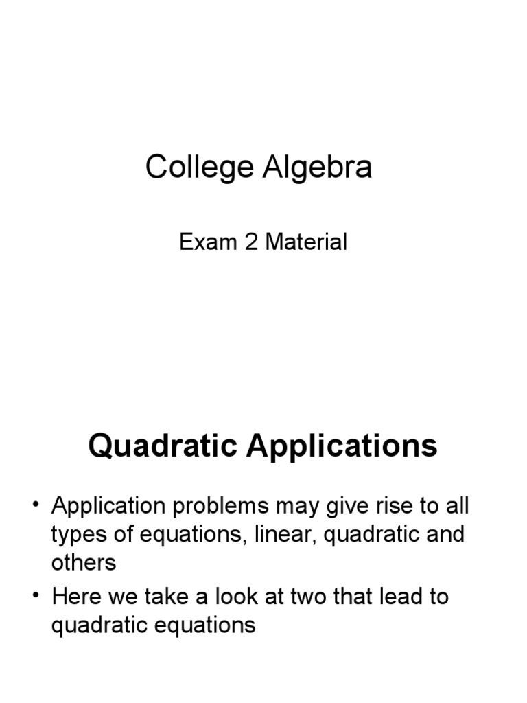 College Algebra Unit 1 (B) Equations and Inequalities | PDF ...