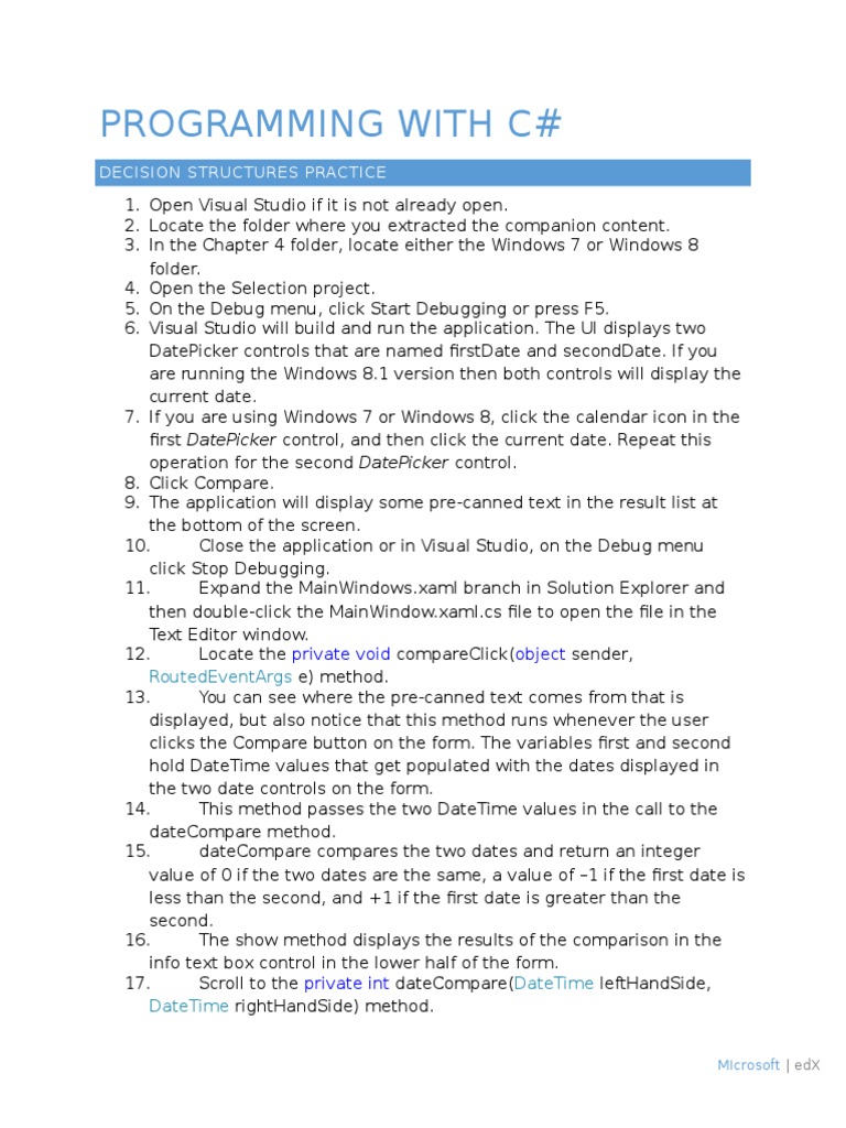 Decision Structures Practice | PDF | Microsoft Visual Studio | Extensible Application Markup ...