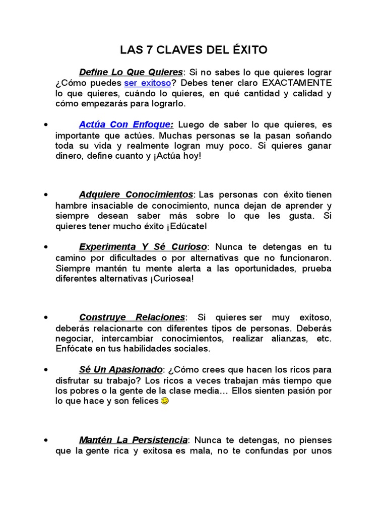 7 Claves para el Éxito Personal | PDF | Crecimiento personal y ...