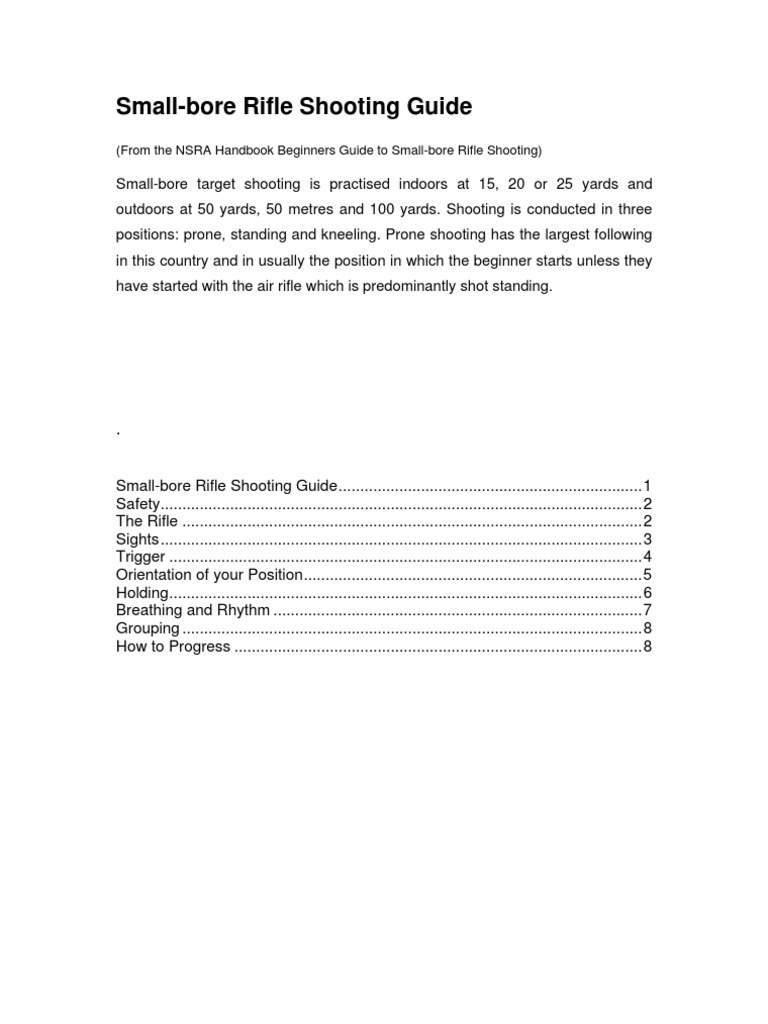 Smallbore Target Shooting Guide | PDF | Rifle | Projectile Weapons