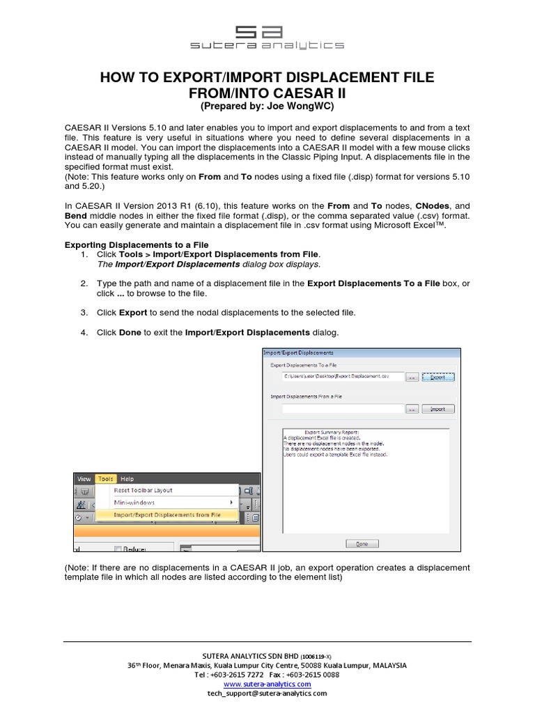 How To Export - Import Displacement File From - Into CAESAR II | PDF | Comma Separated Values ...