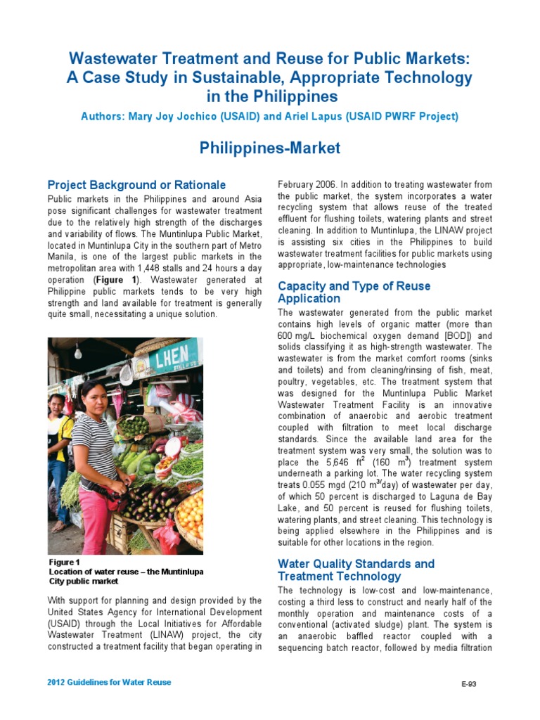 Wastewater Treatment and Reuse For Public Markets: A Case Study in ...