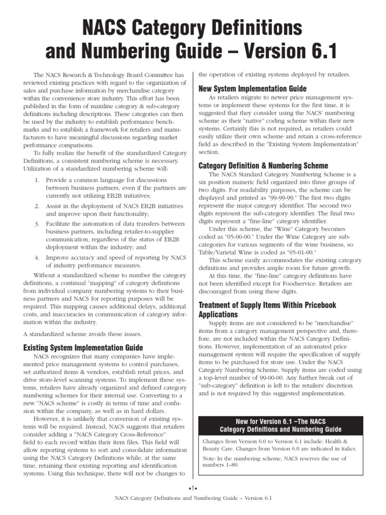 NACS Category Definitions Guide | PDF | Drink | Foods
