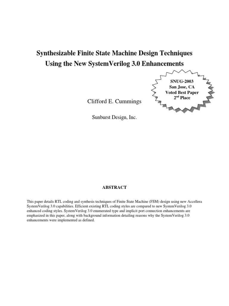 Synthesizable Finite State Machine Design Techniques Using The New ...
