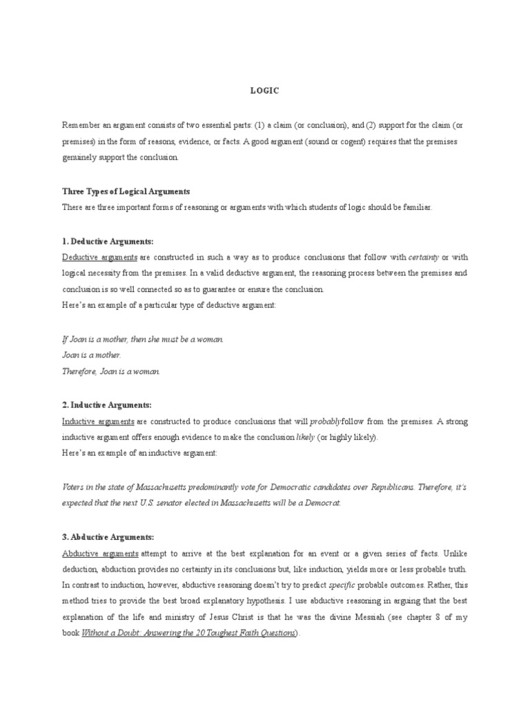 Logic | PDF | Argument | Inductive Reasoning