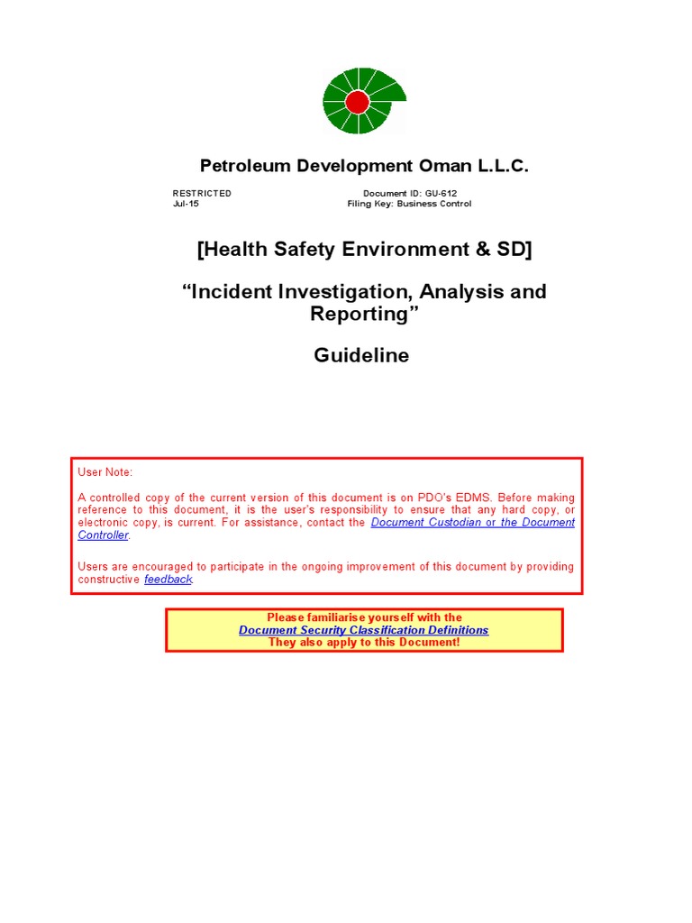 GU-612 - Guidelines - Incident Investigation and Reporting | PDF ... GU-612 - Guidelines - Incident Investigation and Reporting | PDF ...