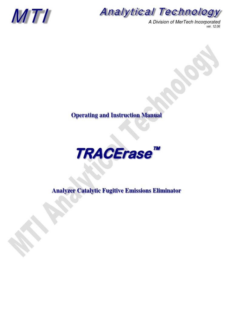 Tracerase: Operating and Instruction Manual | PDF | Thermocouple | Air Pollution
