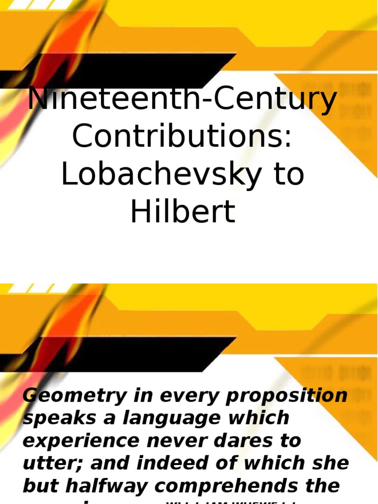 Nineteenth-Century Contributions: Lobachevsky To Hilbert | PDF | Non ...