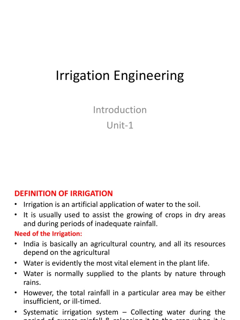 Irrigation Unit 1 | PDF | Crop Rotation | Irrigation