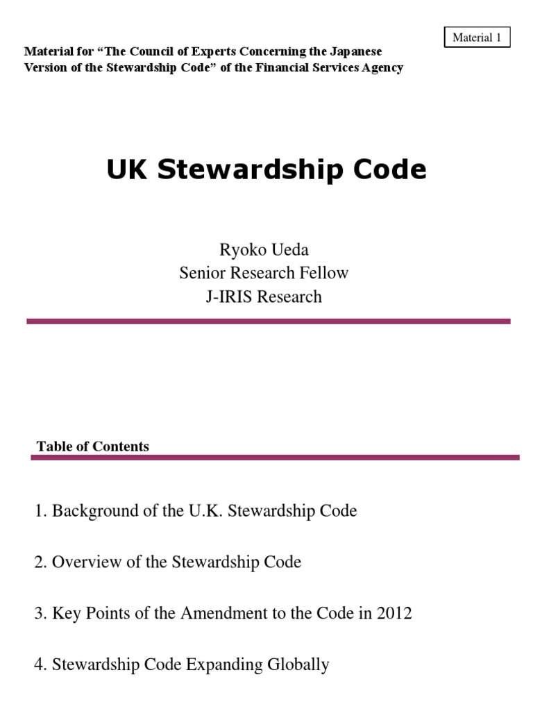 UK Stewardship Code | Download Free PDF | Corporate Governance ...