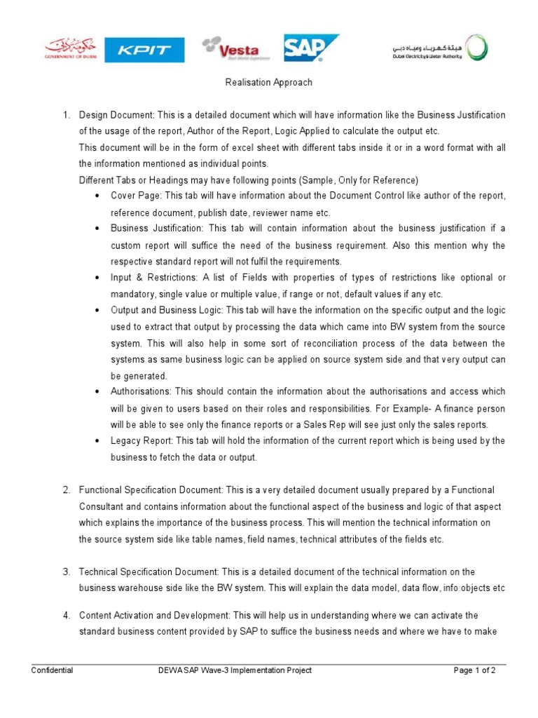 Confidential Dewa Sap Wave-3 Implementation Project Page 1 of 2 | PDF ...