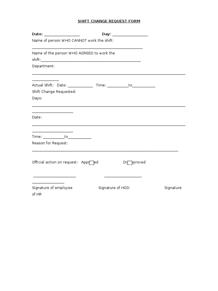Shift Change Request Form | PDF