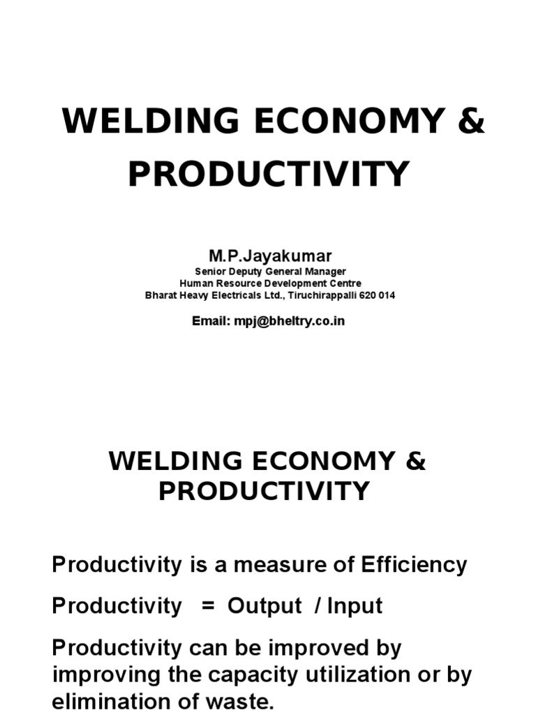 Welding Economy and Productivity | PDF | Welding | Construction