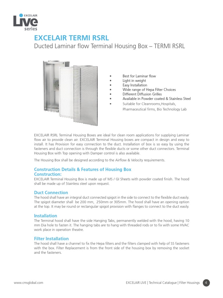 Terminal Housing Box With Hepa Filter | PDF | Duct (Flow) | Mechanical ...