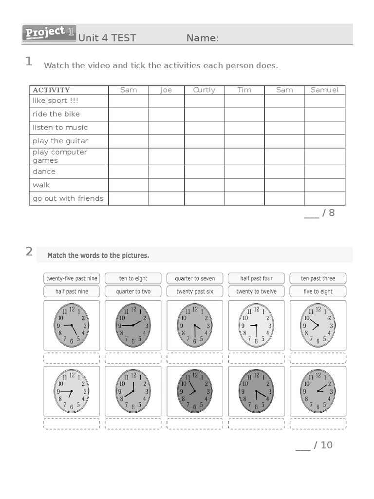 Project 1 Third Edition, TEST Unit 4 | PDF | Entertainment (General)