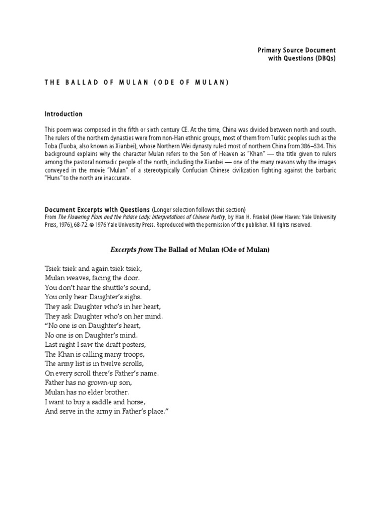 Mulan | PDF | East Asia | China