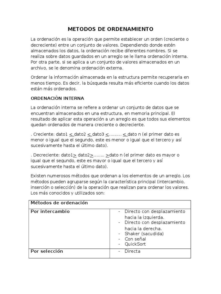 Metodos de Ordenamiento Java | PDF | Estructura de datos de matriz ...