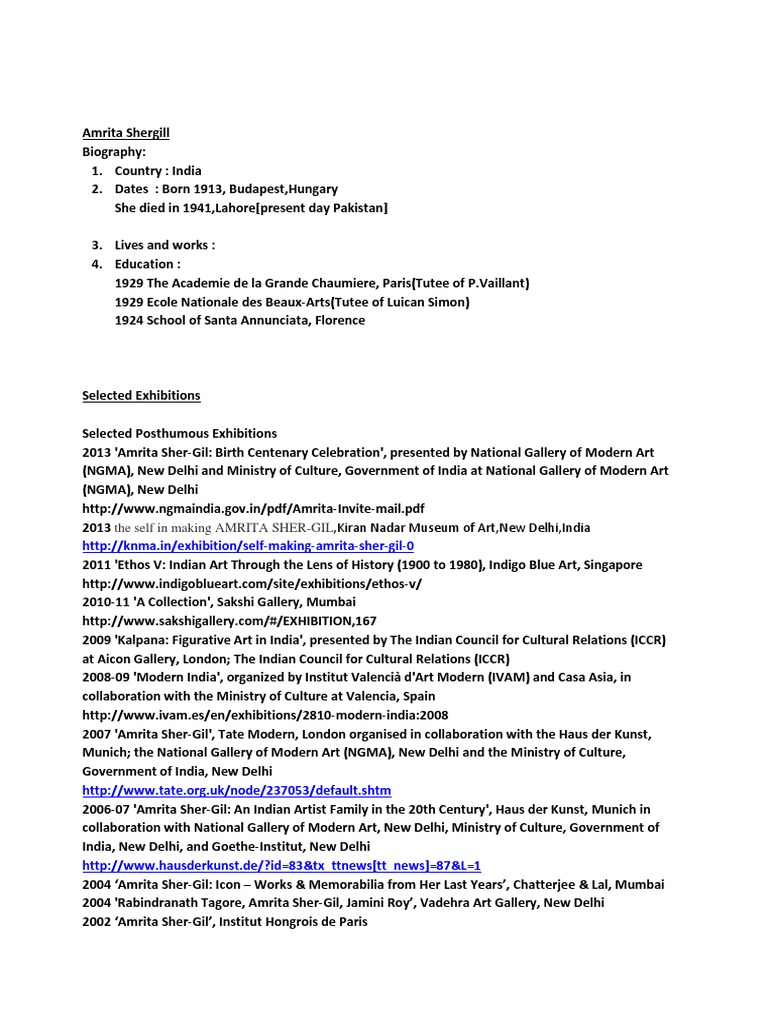 Amrita Sher-Gil | PDF | Paintings | Arts (General)