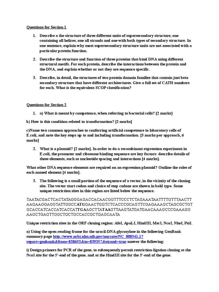 Structural Biology Exam Questions | PDF | Proteins | Spectroscopy