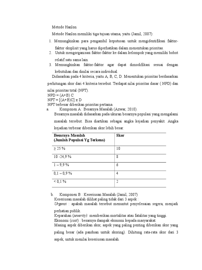 Metode Hanlon | PDF