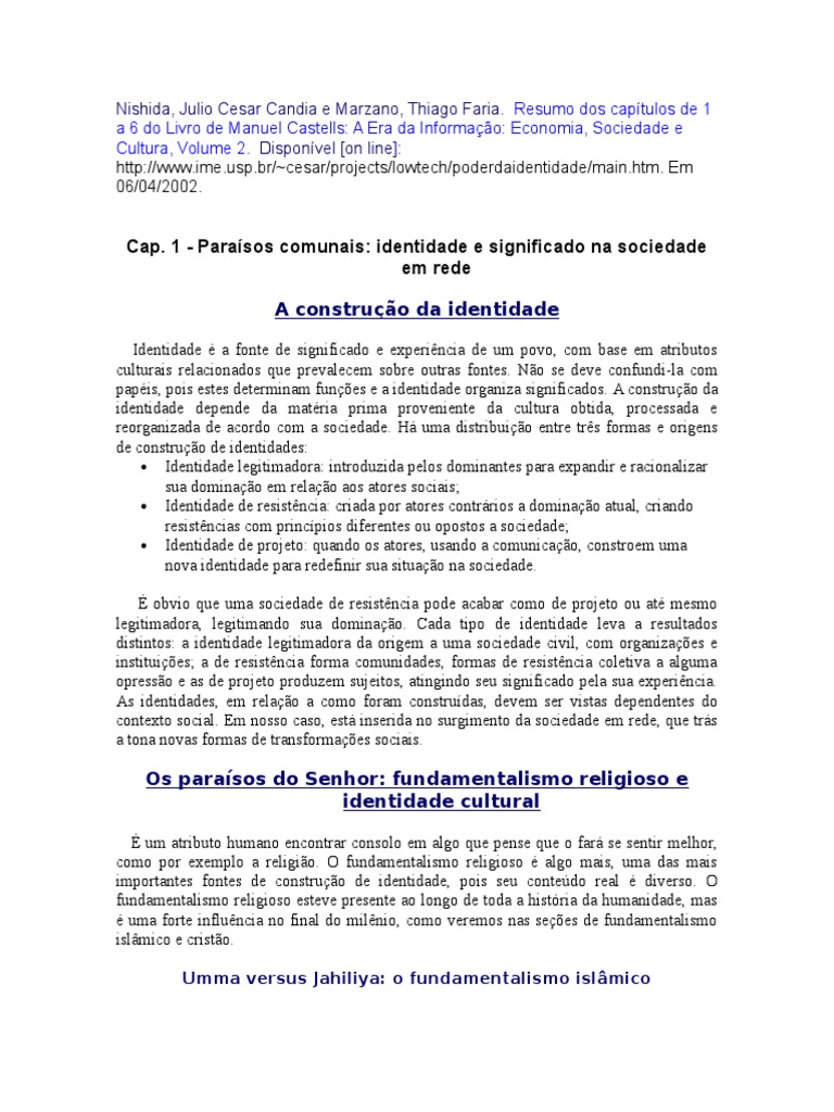 O Poder Da Identidade | PDF | Ambientalismo | Feminismo