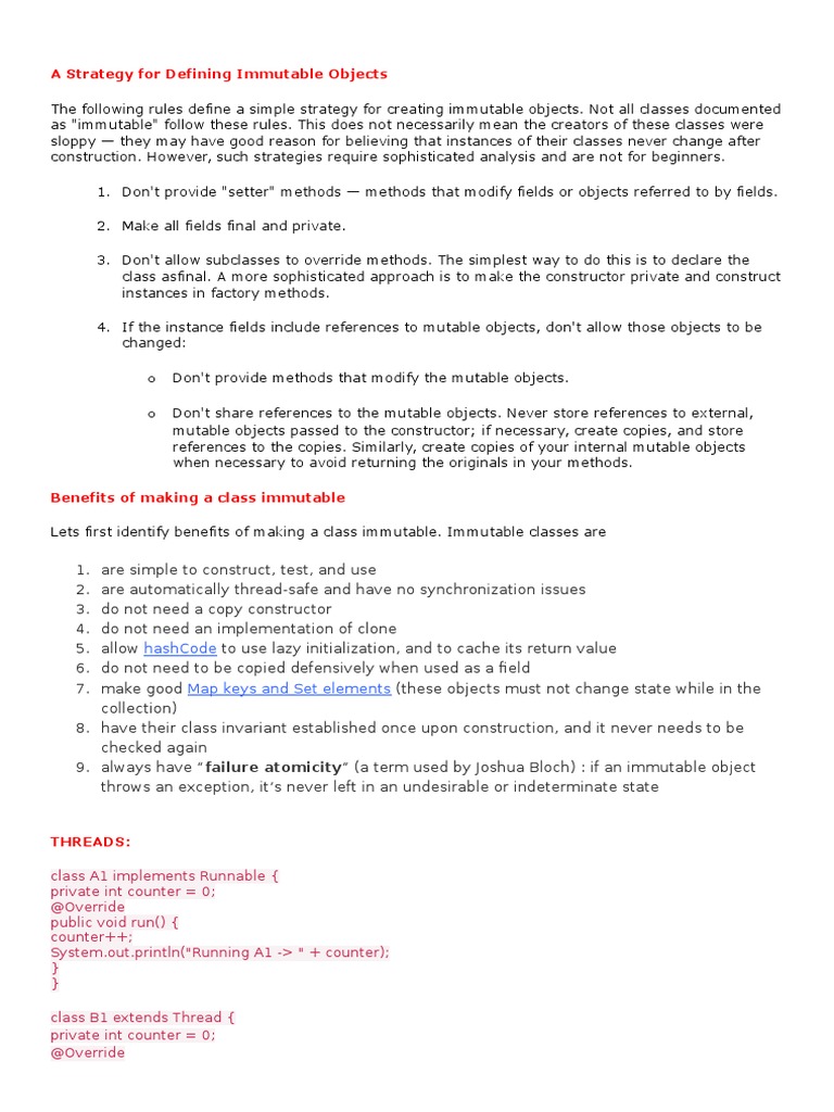 A Strategy For Defining Immutable Objects: Hashcode Map Keys and Set ...
