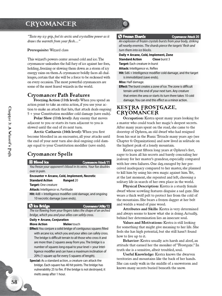 Cryomancer Class | PDF | Ice | Leisure